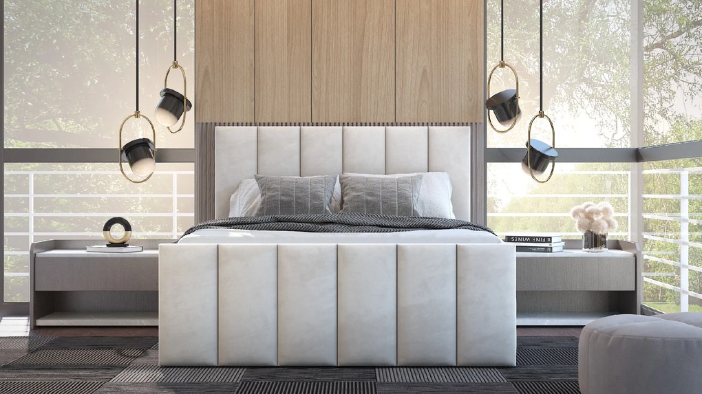 SFAB Kontinentální čalouněná postel PESCARA (180x200 cm) Látka Velutto: Stříbrná (Velutto 15)