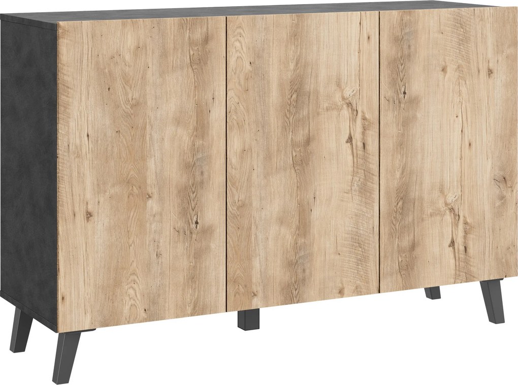 XXXLutz ŠIROKÁ KOMODA, antracitová, barvy dubu košíčkatého, 120/76/39 cm P & B - Online Only komody - 002778008304
