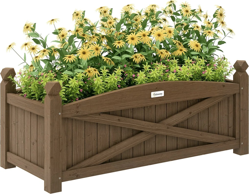 Závěsný dřevěný květináč Outsunny pro městské zahrady 90x39x37 cm | Aosom