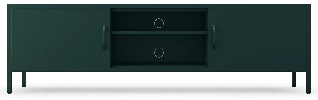 TV stolek kovový široký XL na nožkách, lahvově zelený, 1700x400x500 mm: ROSARIA