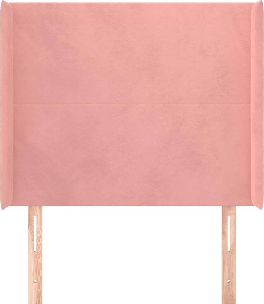 Čelo postele typu ušák růžové 93x16x118/128 cm samet 3119341