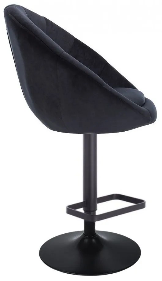 LuxuryForm DESIGN Barová židle VERA VELUR na černé kulaté podstavě - černá