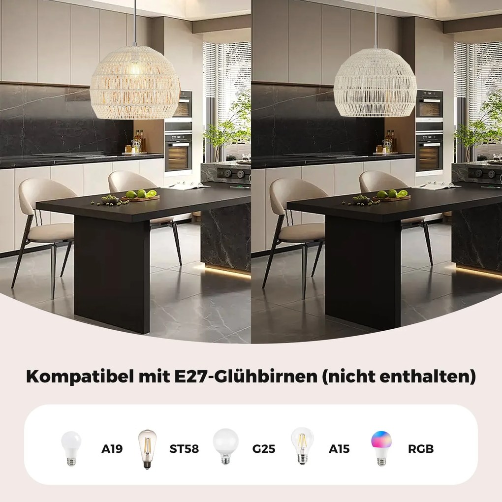 Costway Pletené závěsné svítidlo Boho stropní svítidlo s nastavitelnou výškou
