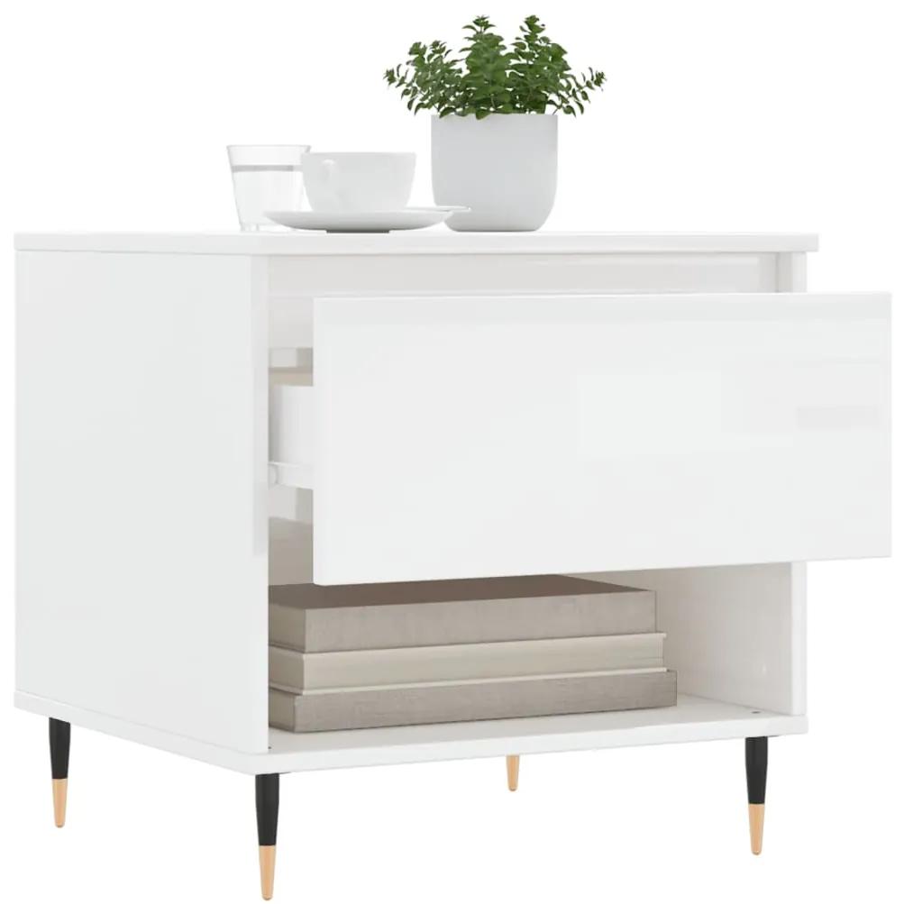 Konferenční stolek lesklý bílý 50 x 46 x 50 cm kompozitní dřevo - Default Title