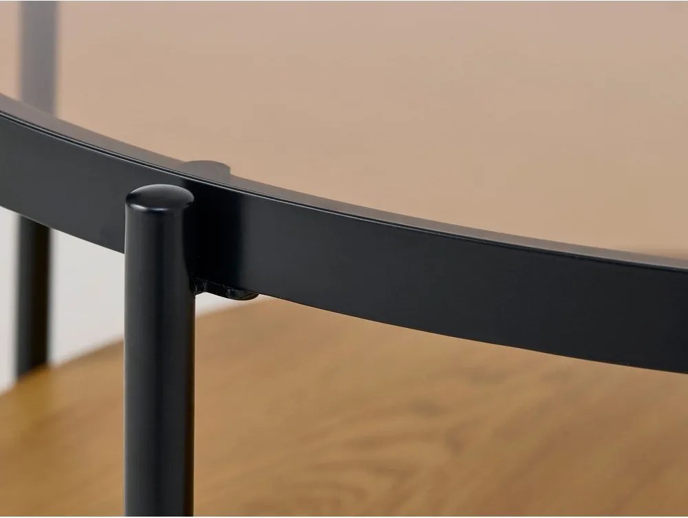 Kulatý konferenční stolek se skleněnou deskou v přírodní barvě ø 84 cm Hassel – Unique Furniture