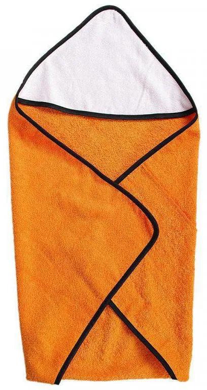 Kaarsgaren Osuška s kapucí 75 x 80 cm Oranžová černý lem