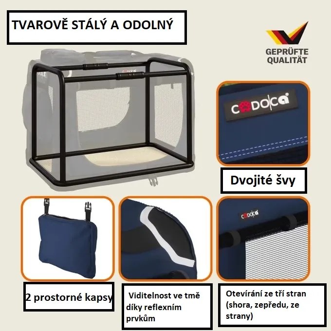 Cadoca Skládací cestovní box pro psy L, modrý 109436