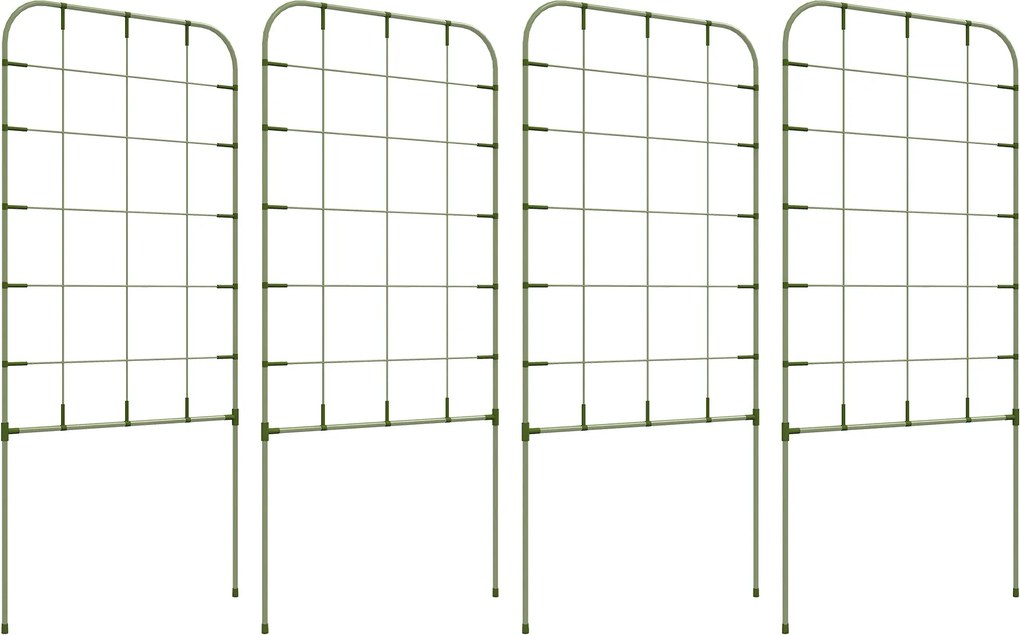 Outsunny Sada 4 Zahradních Trellisů pro Rostliny se Střechou z Oceli pro Ovoce Zeleninu Květy Exteriérová Dekorace Patio Terasa 40x90 cm Zelená | Aoso