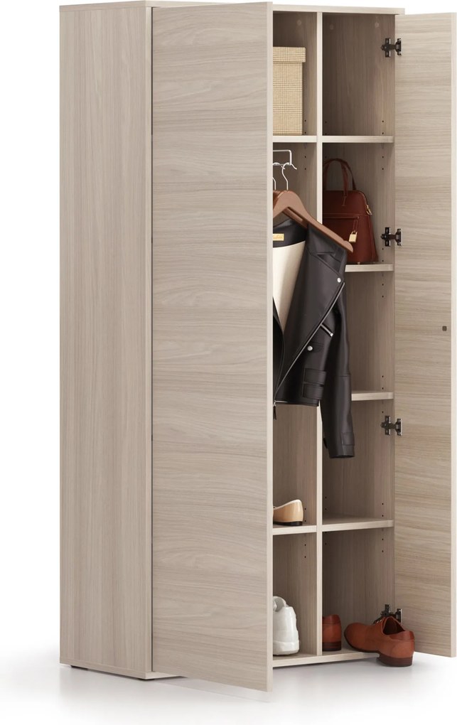 Šatní skříň s výsuvem BLOCK, 850 x 400 x 1748 mm, dub přírodní