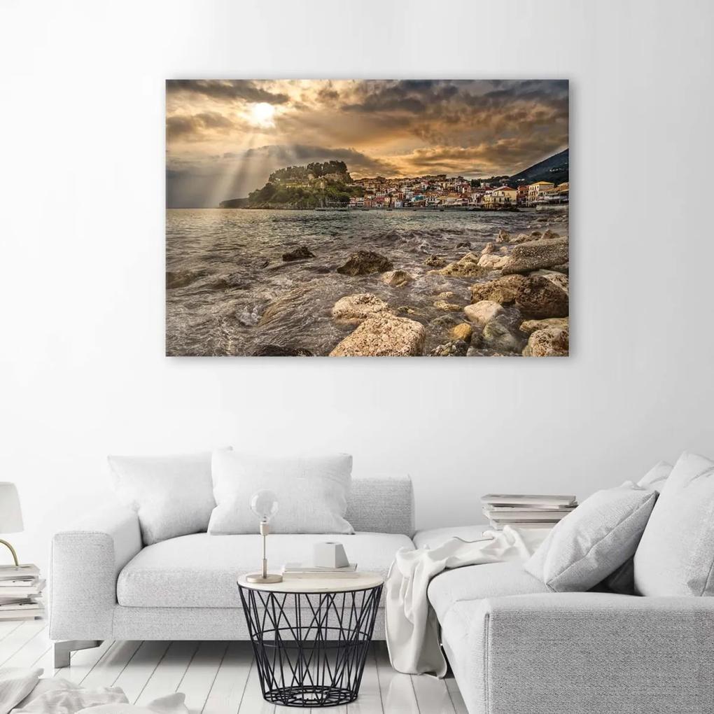 Obraz na plátně Město Kameny Pláž - 100x70 cm