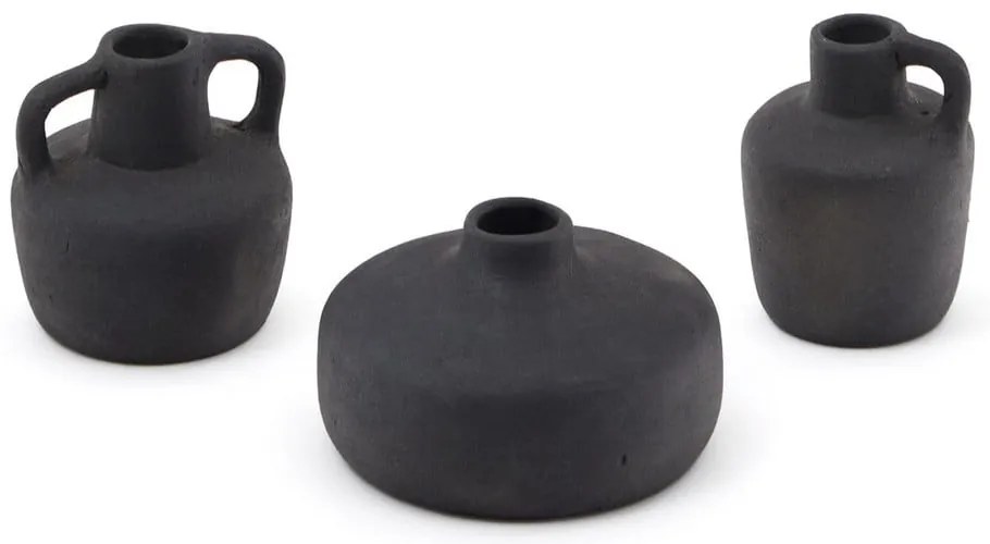 Černé terakotové vázy v sadě 3 ks (výška 6 cm) Sofra – Kave Home