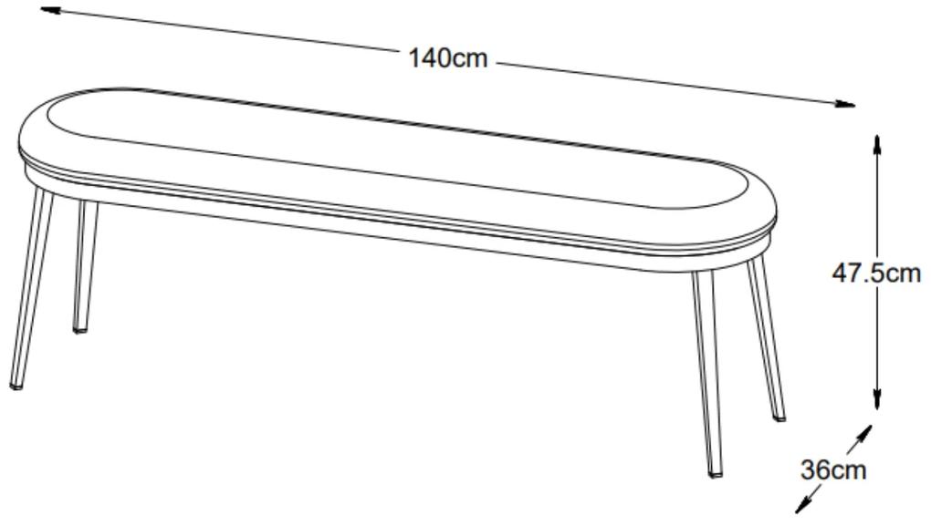 Černá koženková lavice Unique Furniture Gain 140 cm