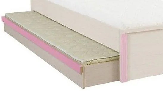 Přistýlka dětské postele Gioco, LTD + MDF, dub světlý belluno / růžová, 95x21x199 cm