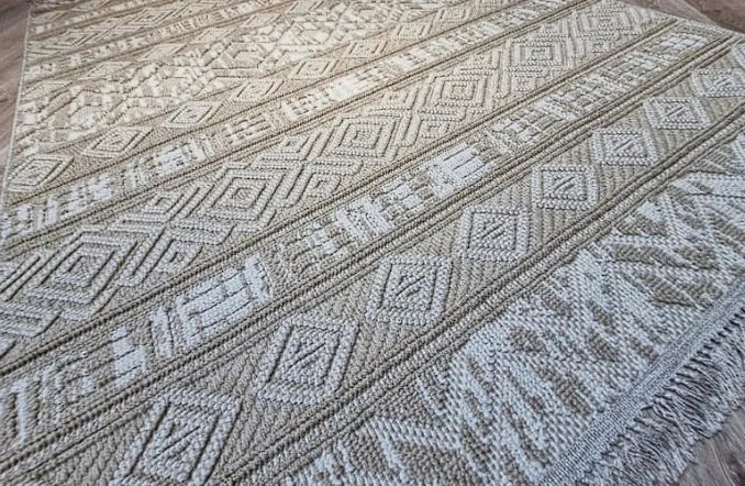 HU Béžový pruhovaný koberec Boho 881-B Rozměr: 60x100 cm
