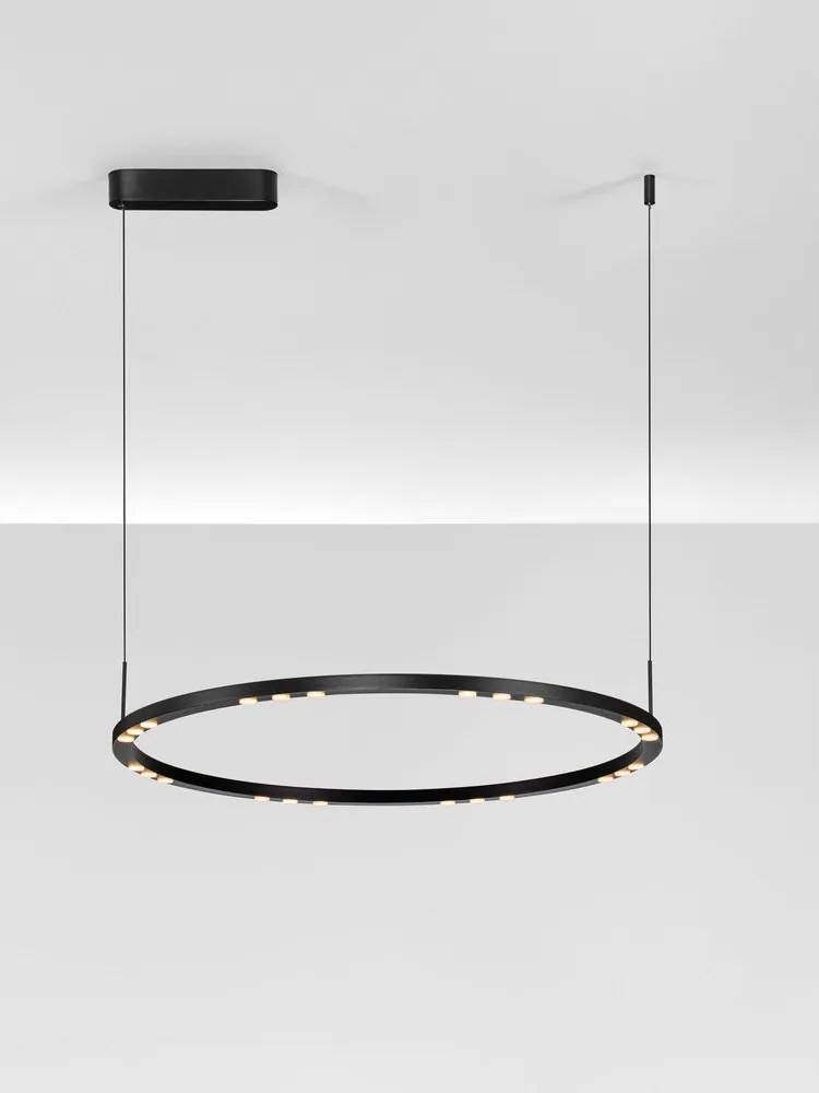 Matně černé hliníkové LED stmívatelné závěsné svítidlo ø 80 cm Lunette – Nova Luce