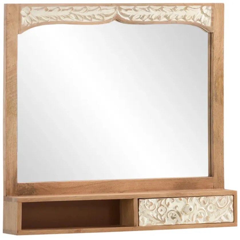 furniture-nabytek.cz - Masivní koupelnové zrcadlo Delmar z mangového dřeva, lakované, hnědé – 80 cm