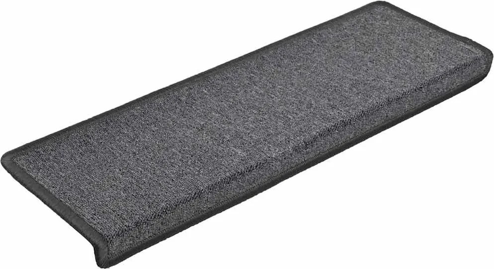 Schodové rohože 15 ks 65 x 21 x 4 cm tmavě šedé s obdélníkovým okrajem 134568
