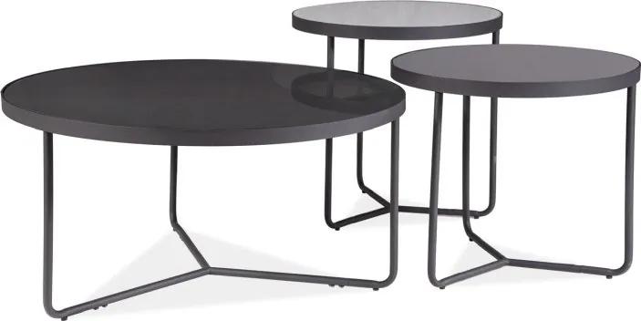 Casarredo - Komfort nábytek Kulatý konferenční stolek ARTEMIDA set 3 kusů, světle šedá/tmavě šedá/černá