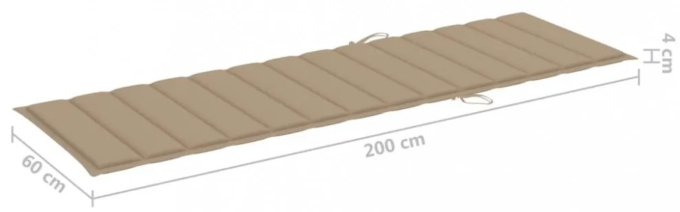 Poduška na zahradní lehátko 200x60 cm Dekorhome Černá