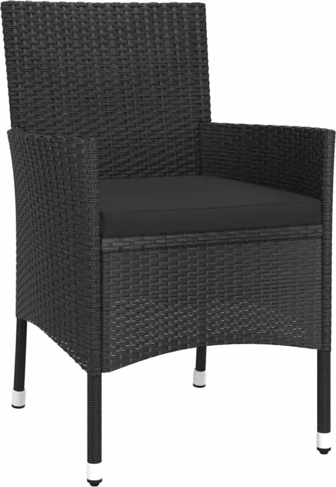 5dílný zahradní bistro set s poduškami černý polyratan 3187427