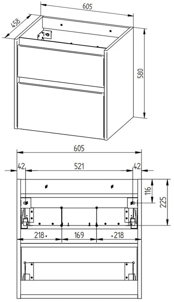 Mereo Opto koupelnová skříňka s umyvadlem z litého mramoru 61cm bílá/dub CN930M