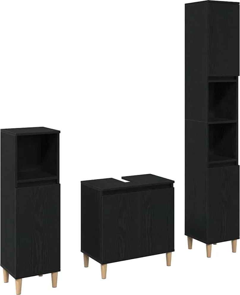 Sada koupelnového nábytku 3 ks Černý dub 30 x 30 x 180 cm 3333088
