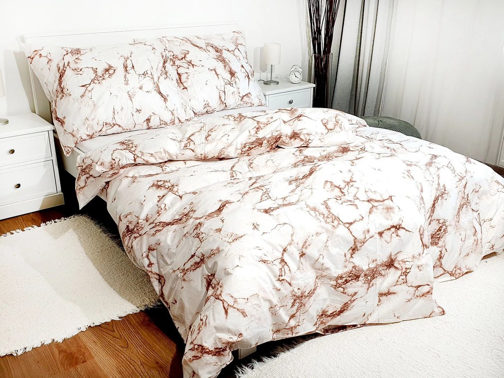 Písecké lůžkoviny Bavlněné povlečení Mramor hnědý 200x260 Zapínání: knoflík, Velikost polštáře: 70x90