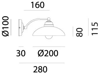 Il Fanale Country, rustikální nástěnná lampa z mosazi a benátského skla, 1x10W LED E14, prům. 20cm