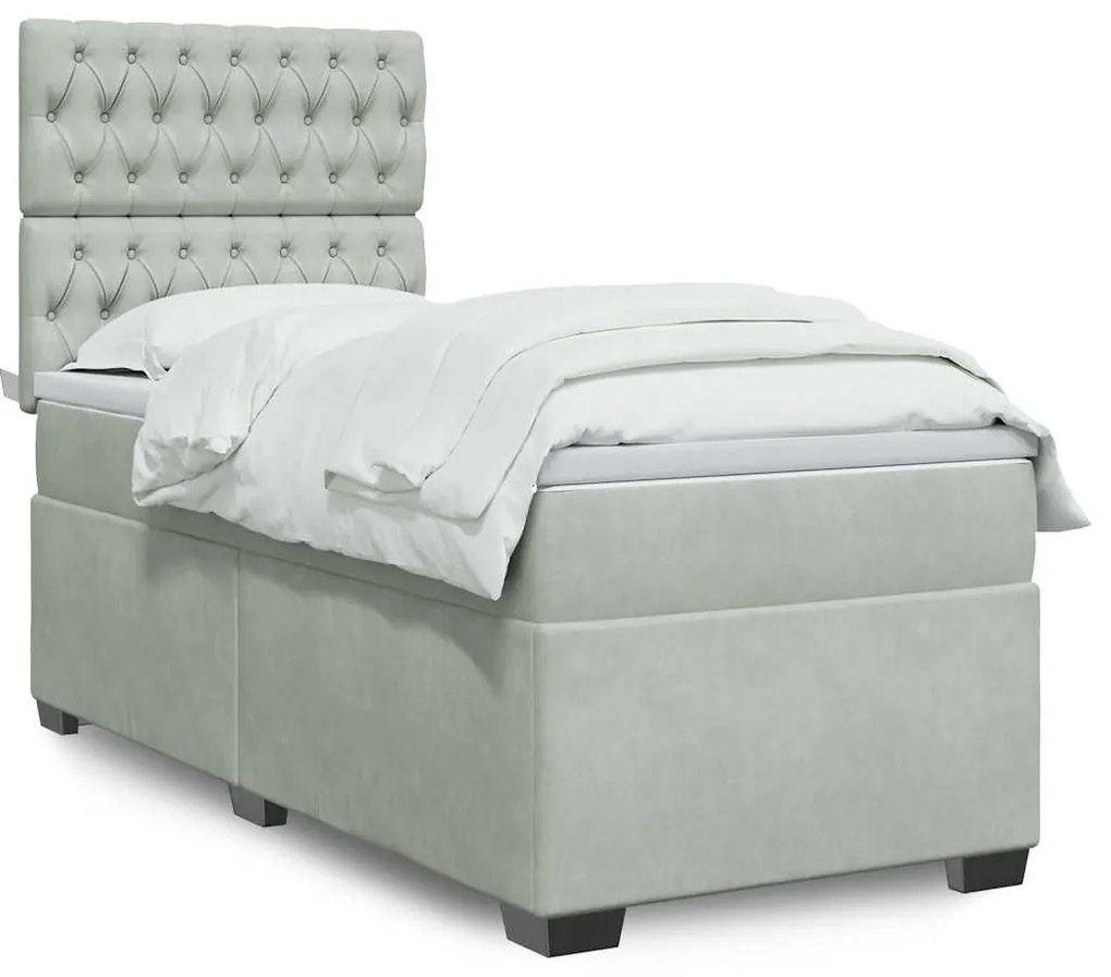 Box spring postel s matrací světle šedá 90x200 cm samet 3293116