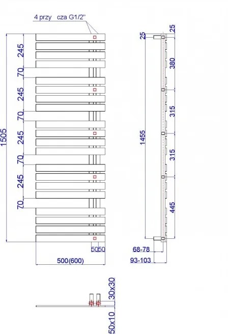 Hopa POP STAR 500 x 1190 mm RADPOP501231 koupelnový radiátor