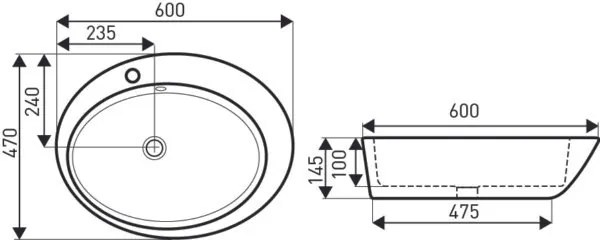 Novoterm Keramické umyvadlo na desku NV-KR-726