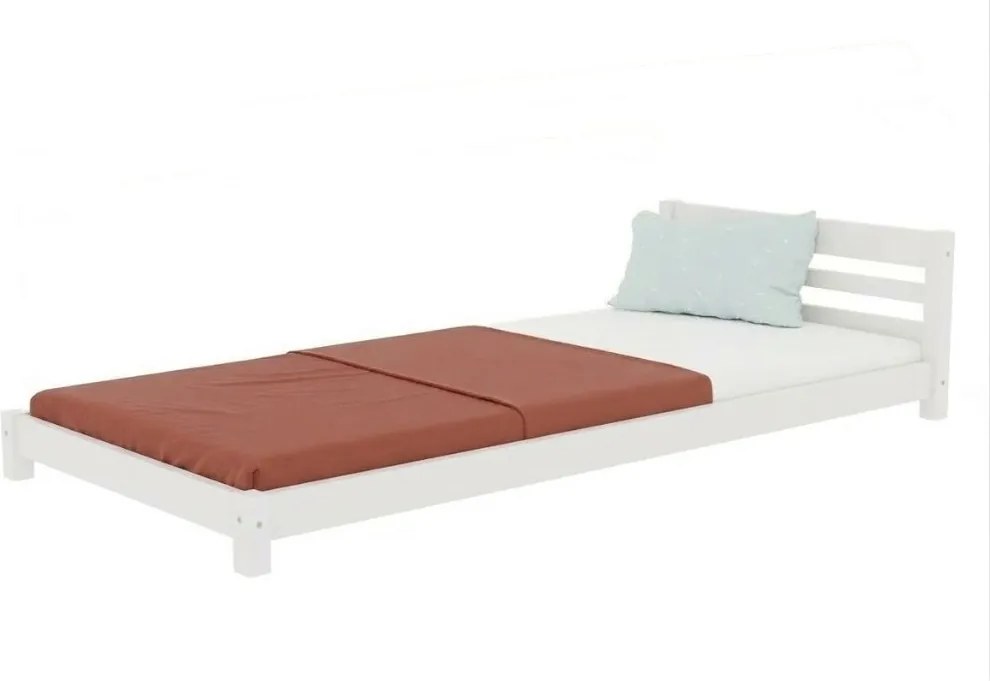 Benlemi Nízká dětská jednolůžková postel TULY s čelem Zvolte barvu: Pastelově růžová, Zvolte rozměr: 80x180 cm, Zvolte zábranu: S otevřeným vstupem