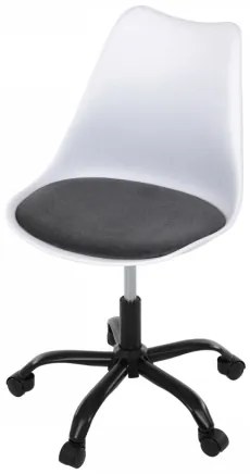 Kancelářská židle bílá plastová skořepina sedák šedá látka kovový kříž KA-X7055 GREY