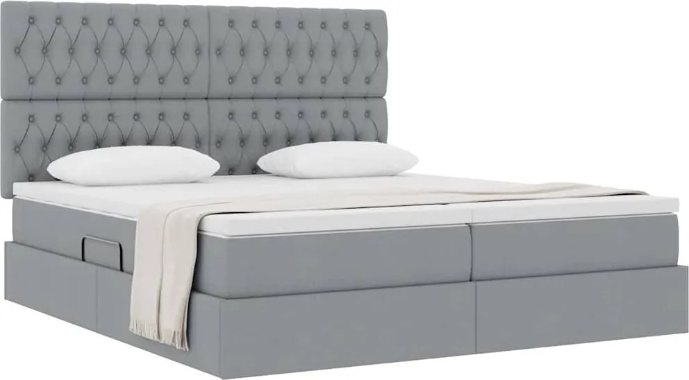 Postel s úložným prostorem Světle šedá 200 x 200 cm Textil 3372215
