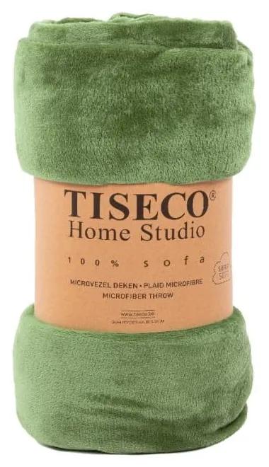 Zelený přehoz z mikroplyše na dvoulůžko 220x240 cm Cosy - Tiseco Home Studio