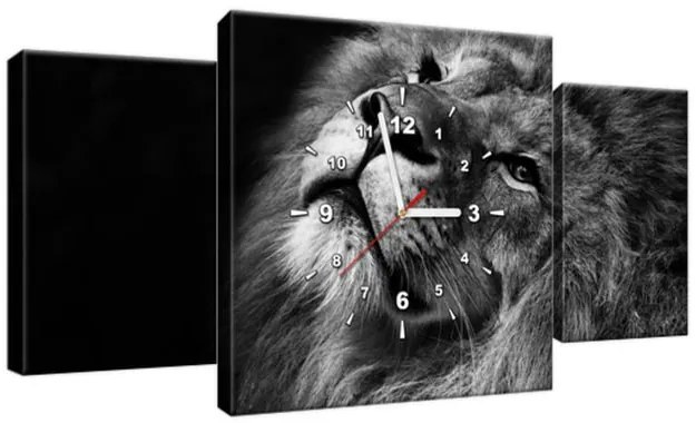 Tištěný obraz s hodinami Stříbrný lev 80x40cm ZP2767A_3AX