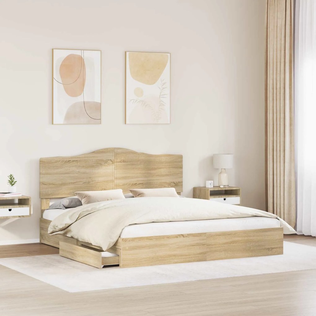 Postel s úložným prostorem se zásuvkou Sonoma dub 180 x 200 cm 3413480