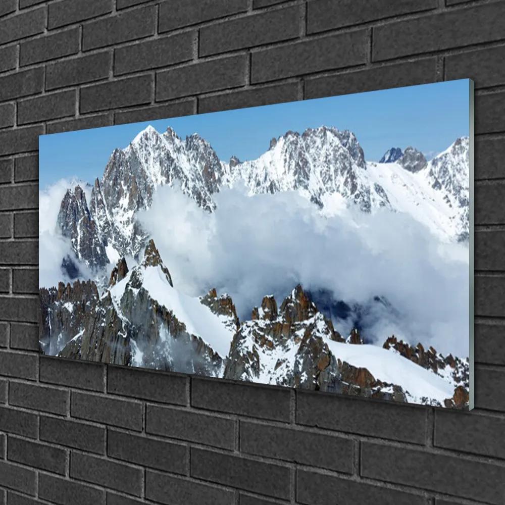 Obraz na skle Hory krajina 120x60 cm