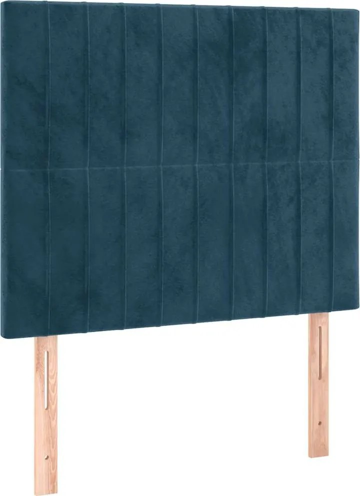 Box spring postel s matrací a LED tmavě modrá 90x200 cm samet 3136225