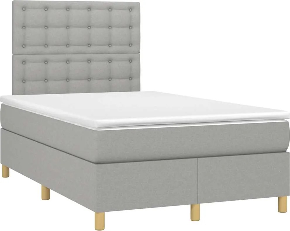 Box spring postel s matrací a LED světle šedá 120x190 cm textil 3270274