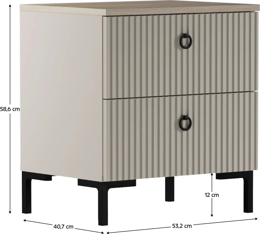 Noční stolek, šedohnědá Taupe/dub silverjack, DOMCA 2S