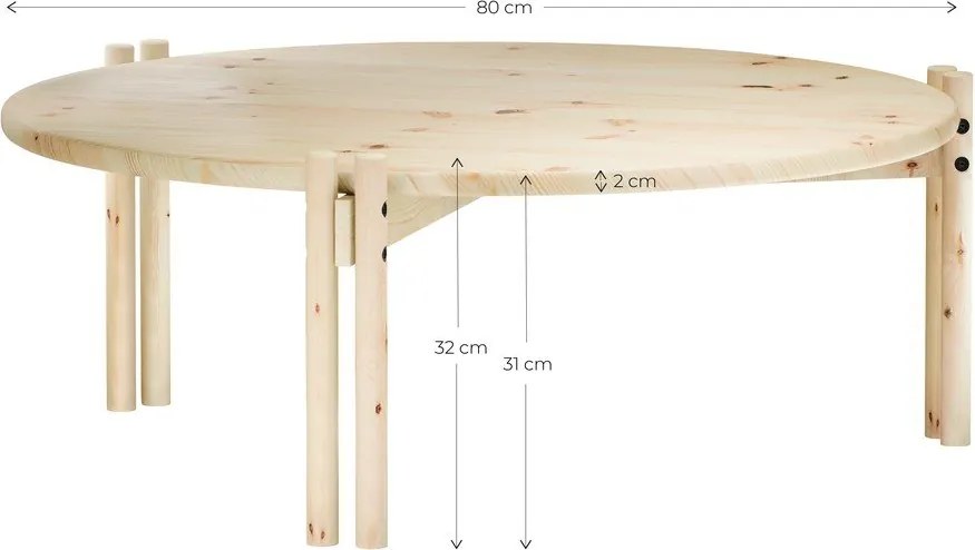 Modrý kulatý konferenční stolek z borovicového dřeva ø 80 cm Sticks – Karup Design