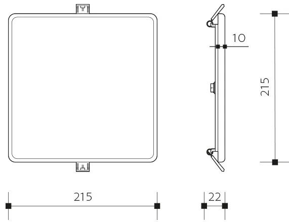 PANLUX LED DOWNLIGHT SQUARE vestavné hranaté LED svítidlo IP66 24W - teplá bílá