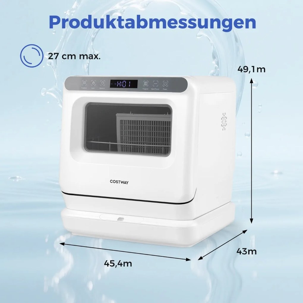 Costway Stolní myčka s 8,25 L nádrží na vodu 6 programy
