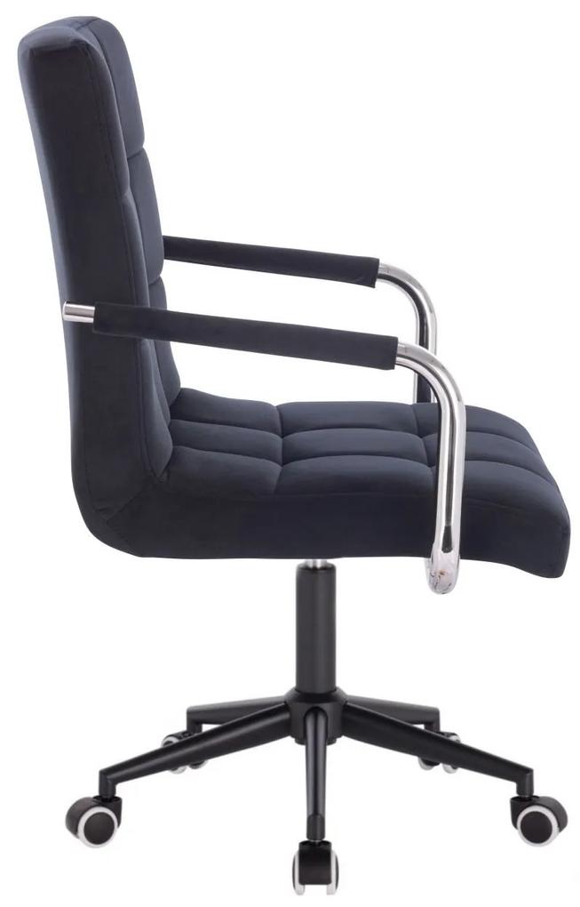 LuxuryForm Židle VERONA VELUR na černé podstavě s kolečky - černá