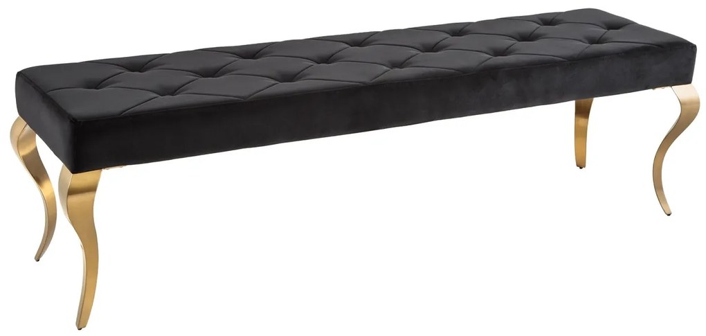 Designová lavice Rococo 172 cm černá / zlatá