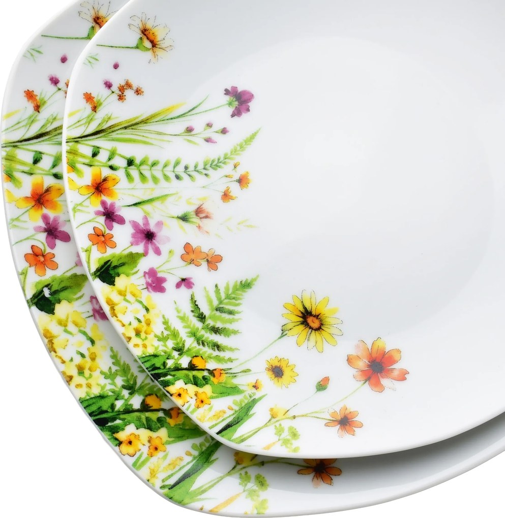 Porcelánová jídelní sada LEA Gelb 18 ks bílá/zelená