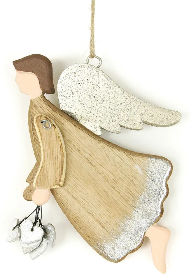 Andělíček, závěsná dřevěná vánoční dekorace - ZA8601