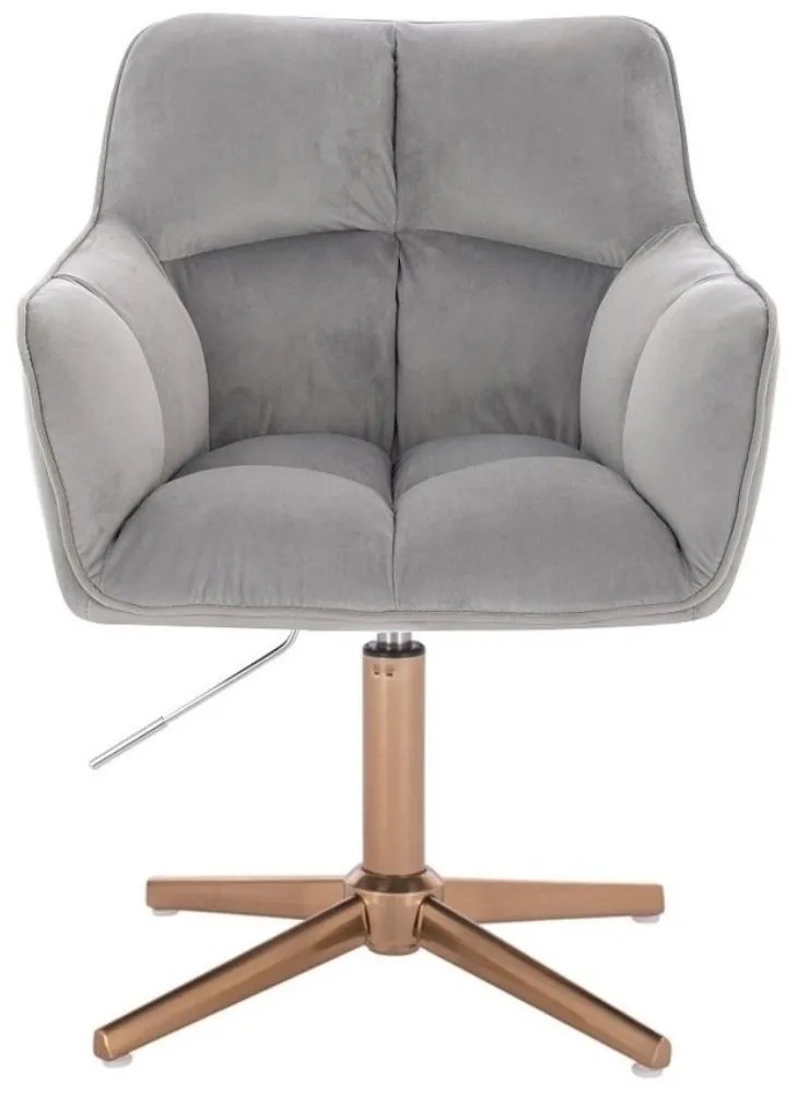 LuxuryForm DESIGN Otočné křeslo AMALFI VELUR na zlatém kříži - světle šedé