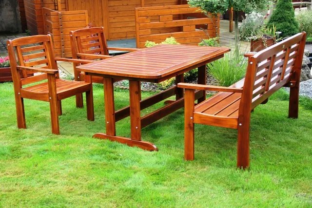 sestava zahradní nábytek Lonus malá 119 zahradní sestava - zahradní stůl + lavice +2x křeslo Liška Zahradní nábytek
